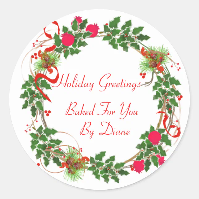 Christmas Wreath Labels | Zazzle