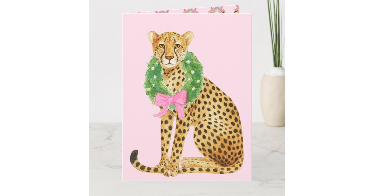Christmas Wreath Leopard Card | Zazzle
