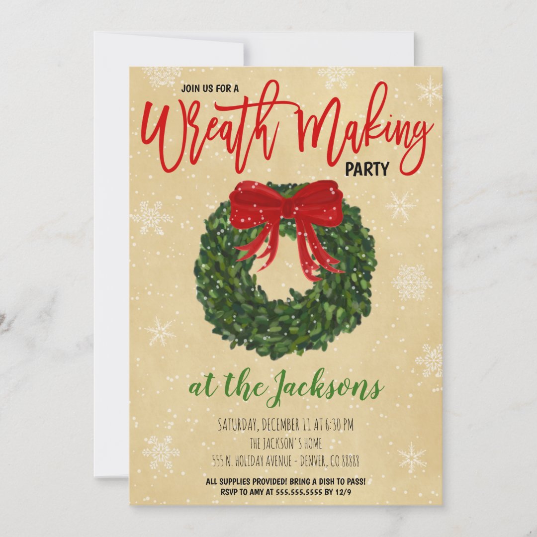 Christmas Wreath Party Invitation | Zazzle