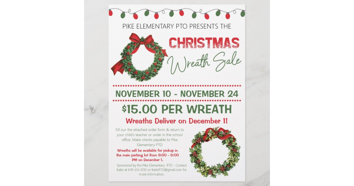 Christmas Wreath Sale | PTO Fundraising Flyer | Zazzle