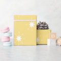Christmas yellow and white with stars wrapping paper | Zazzle