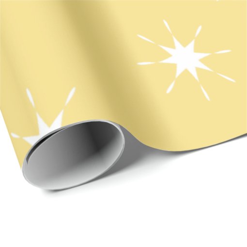 Christmas yellow and white with stars wrapping paper | Zazzle