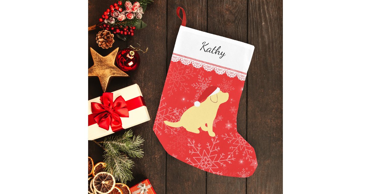 Christmas Yellow Labrador Puppy Stocking | Zazzle