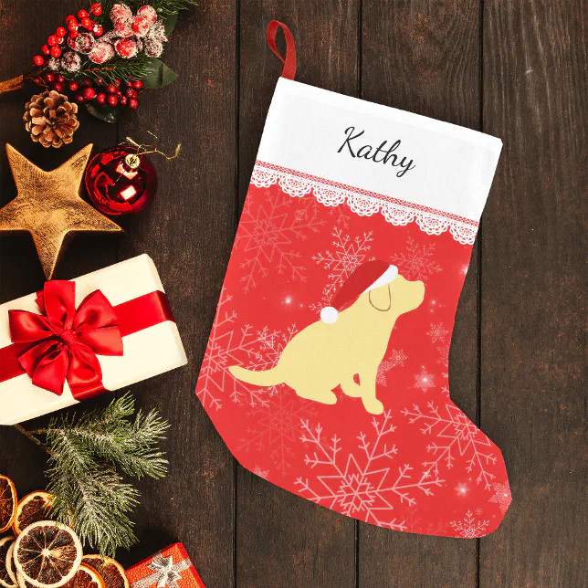 Christmas Yellow Labrador Puppy Stocking | Zazzle
