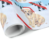 Christmas Yellow Labrador Puppy Wrapping Paper | Zazzle