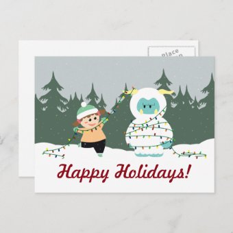 Christmas Yeti Holiday Postcard | Zazzle