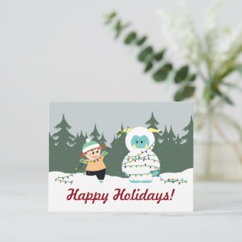 Christmas Yeti Holiday Postcard | Zazzle