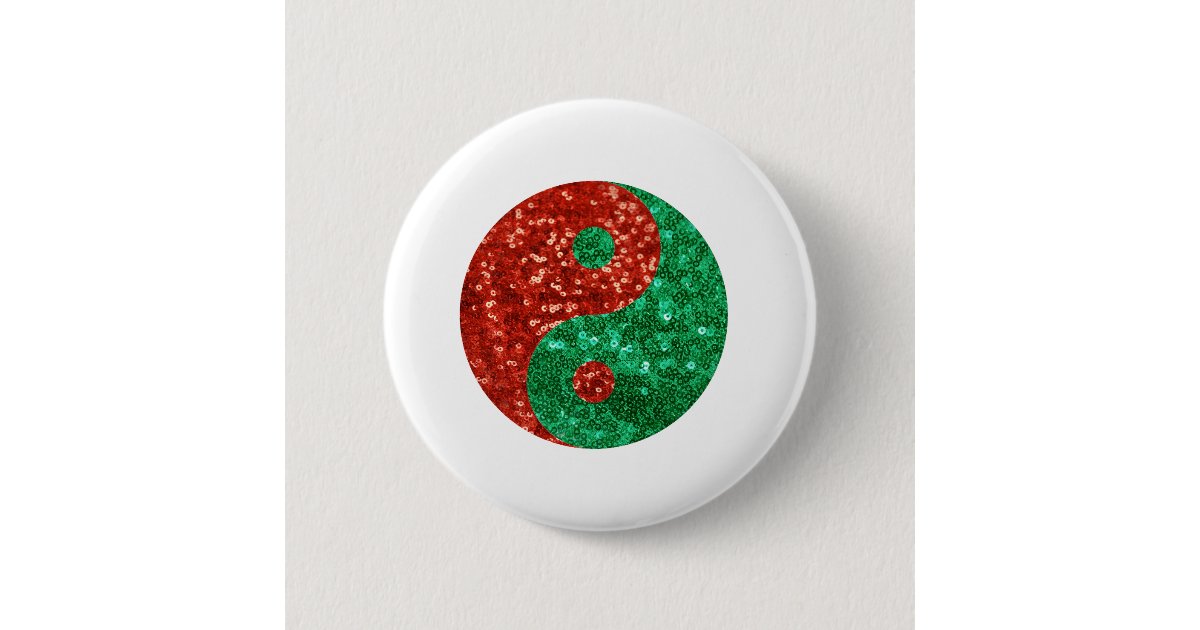 christmas yin yang pinback button | Zazzle