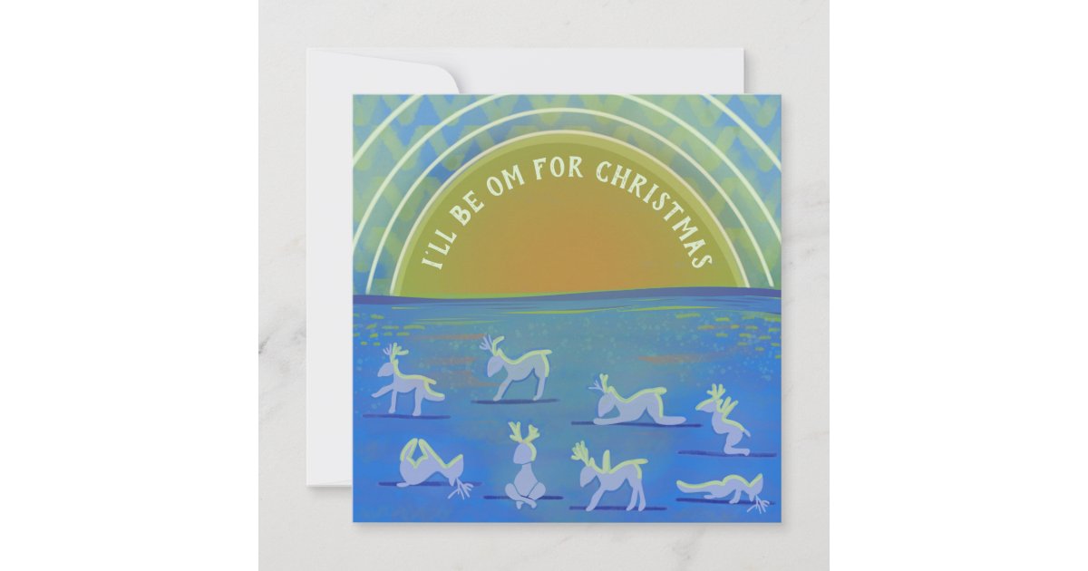 Christmas Yoga Reindeer Holiday Card | Zazzle