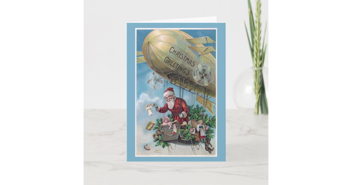 Christmas zeppelin blimp greeting card | Zazzle