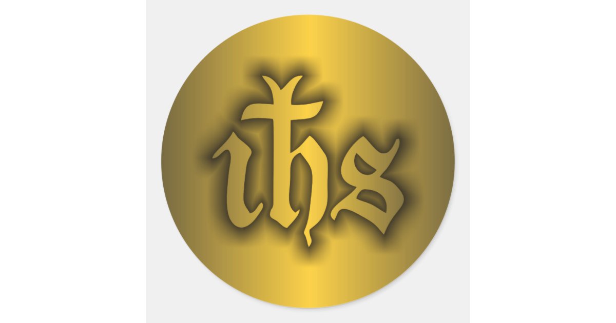 Christogram (IHS) Gold Classic Round Sticker | Zazzle