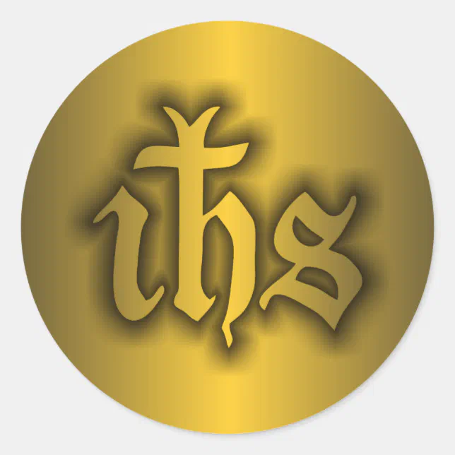 Christogram (IHS) Gold Classic Round Sticker | Zazzle