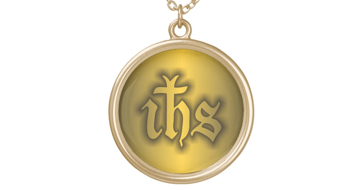 Christogram (IHS) Gold Gold Plated Necklace | Zazzle