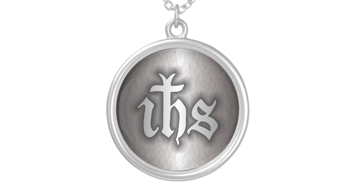 Christogram (IHS) Steel Silver Plated Necklace | Zazzle