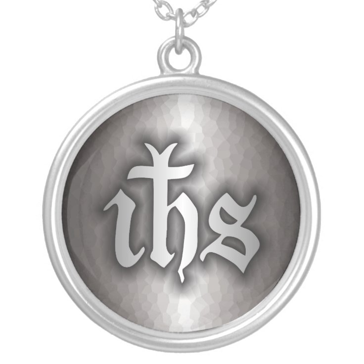 Christogram (IHS) Steel Silver Plated Necklace | Zazzle
