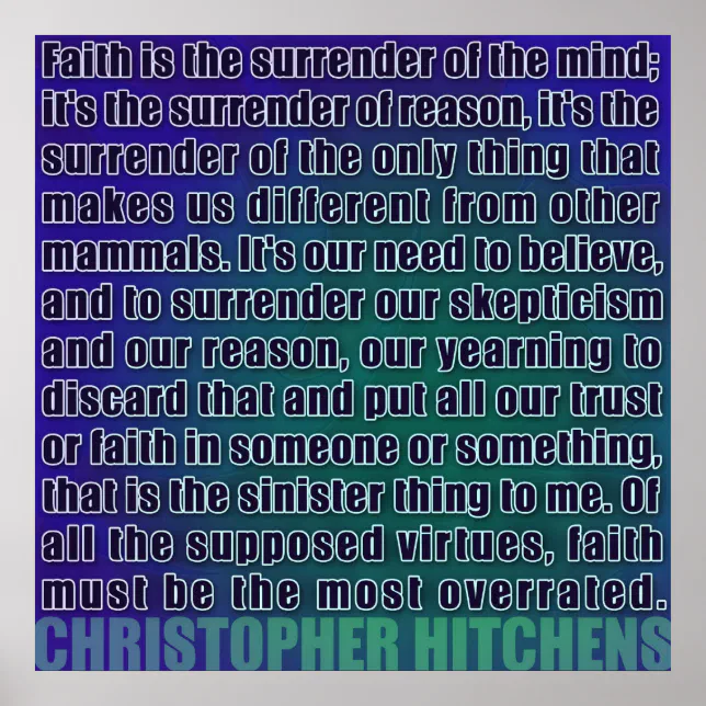 Christopher Hitchens | Surrender of Reason Poster | Zazzle