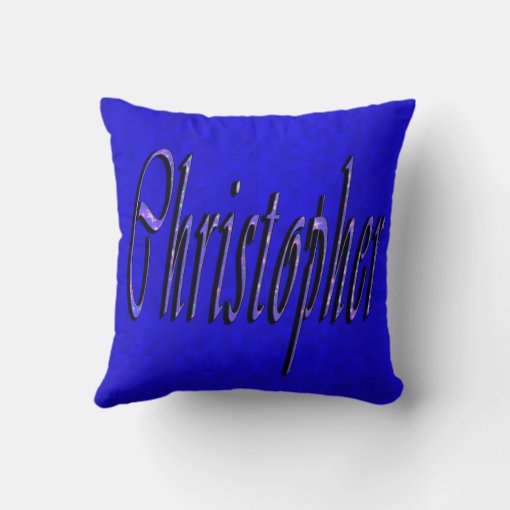 Christopher, Name, Logo, On Blue Mosaic, Throw Pillow | Zazzle