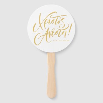 Christos Anesti Greek Orthodox Easter yellow Hand Fan | Zazzle