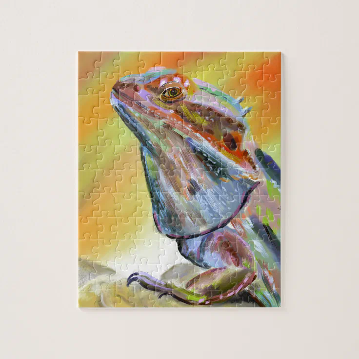 Chromatic Bearded Dragon Digital Paint Jigsaw Puzzle | Zazzle