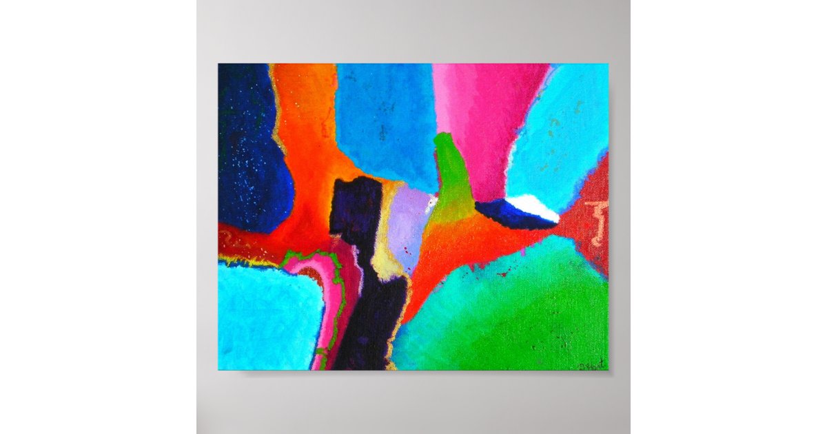 Chromatic Matrix Mini Abstract Art Poster | Zazzle