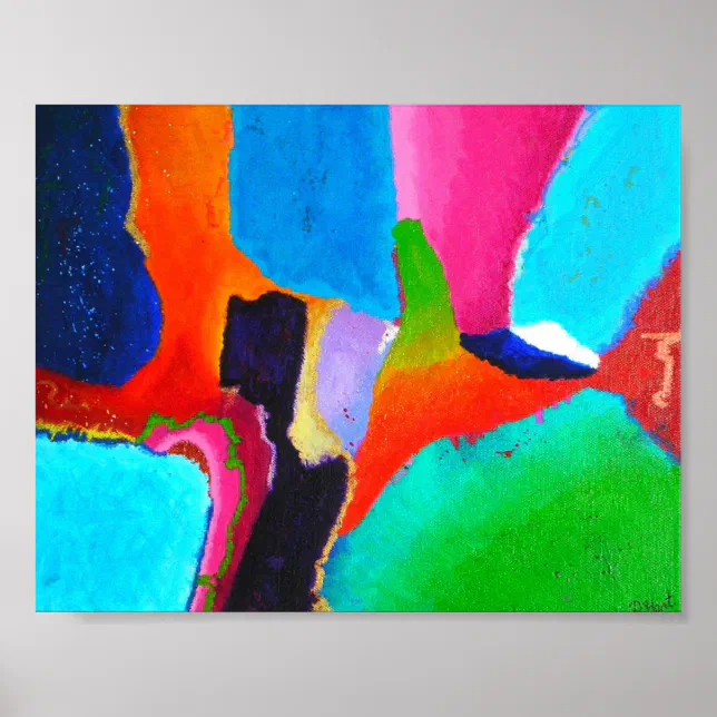 Chromatic Matrix Mini Abstract Art Poster | Zazzle