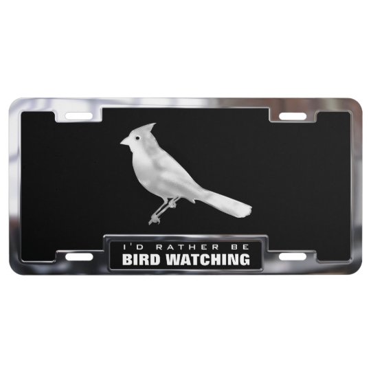 Chrome (faux) Cardinal Bird with Frame License Plate | Zazzle.com