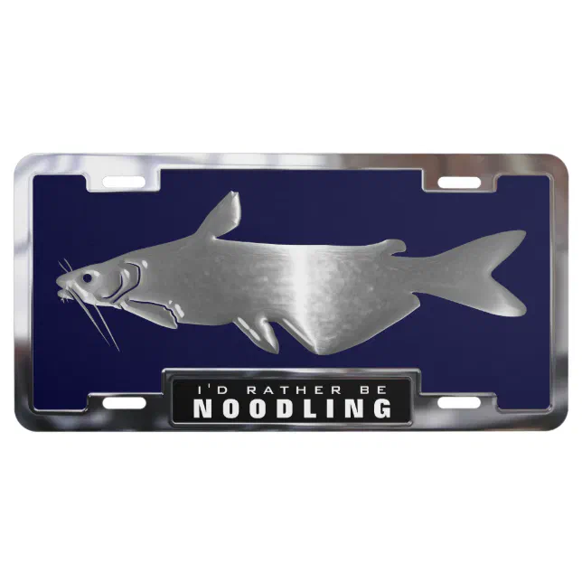 Chrome (faux) Catfish Graphic with License Frame License Plate | Zazzle