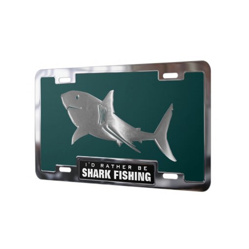 Chrome (faux) Great White Shark with Frame License Plate | Zazzle