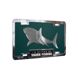 Chrome (faux) Great White Shark with Frame License Plate | Zazzle