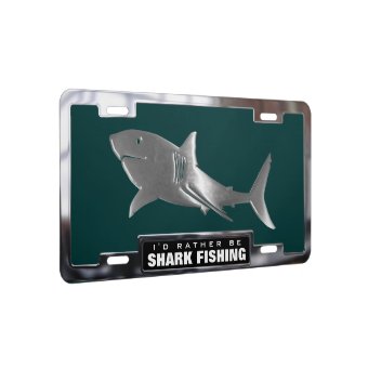 Chrome (faux) Great White Shark with Frame License Plate | Zazzle