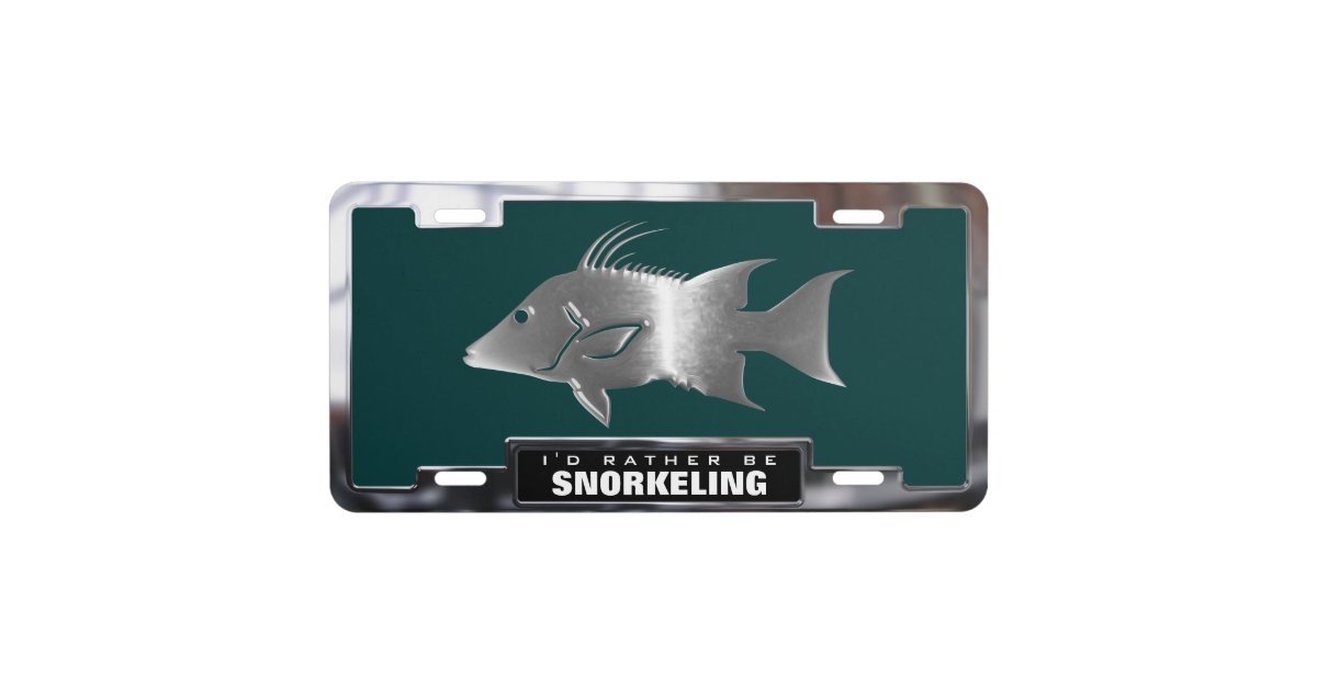 Chrome (faux) Hogfish with Frame License Plate | Zazzle