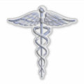 Chrome Like Caduceus Medical Symbol on Navy Blue Sticker | Zazzle