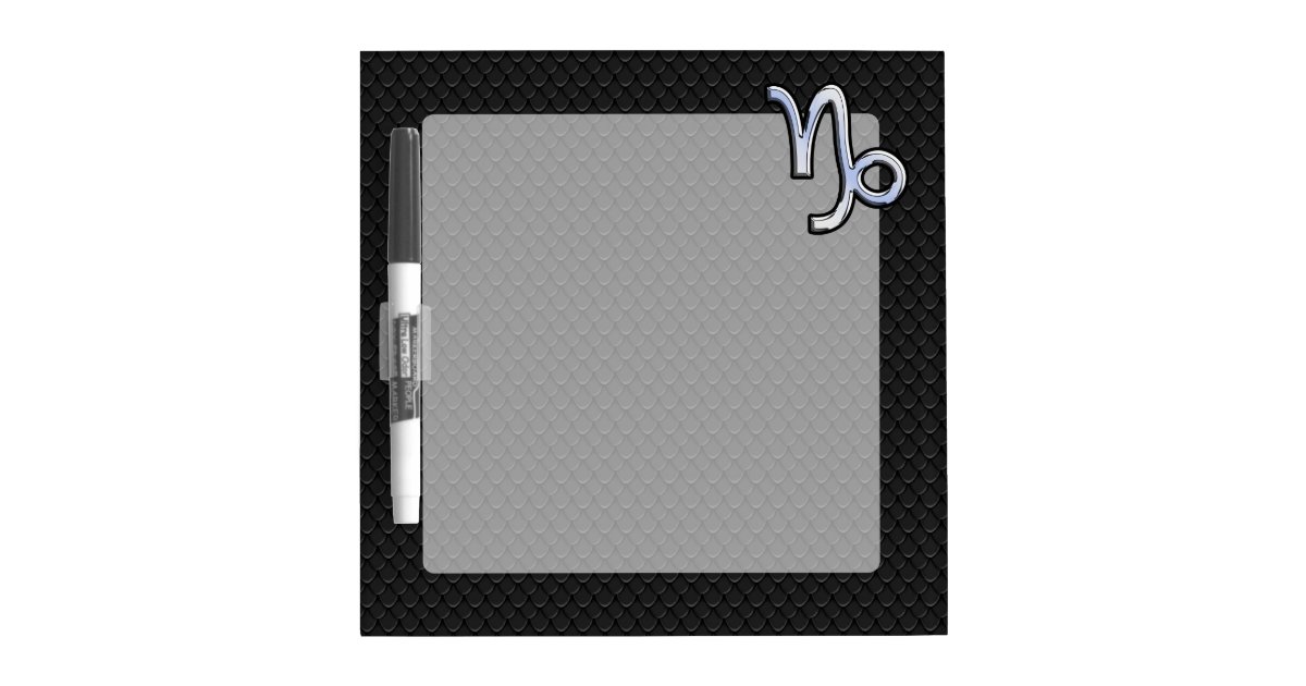 Chrome like Capricorn Zodiac Symbol on Snake Skin Dry-Erase Board | Zazzle