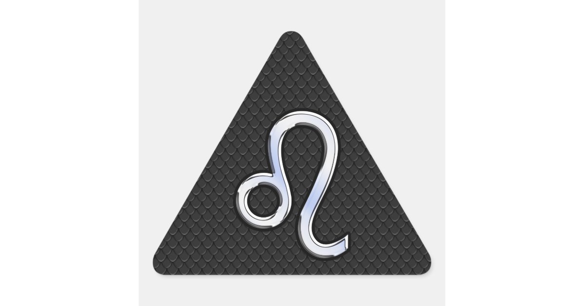 Chrome Like Leo Zodiac Sign on snake skin Triangle Sticker | Zazzle