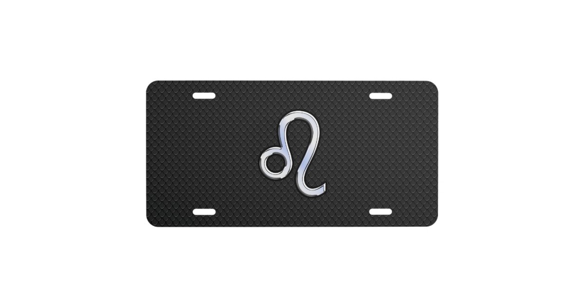 Chrome Like Leo Zodiac Symbol on snake skin License Plate | Zazzle