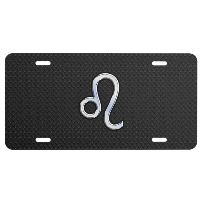Chrome Like Leo Zodiac Symbol on snake skin License Plate | Zazzle