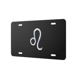 Chrome Like Leo Zodiac Symbol on snake skin License Plate | Zazzle