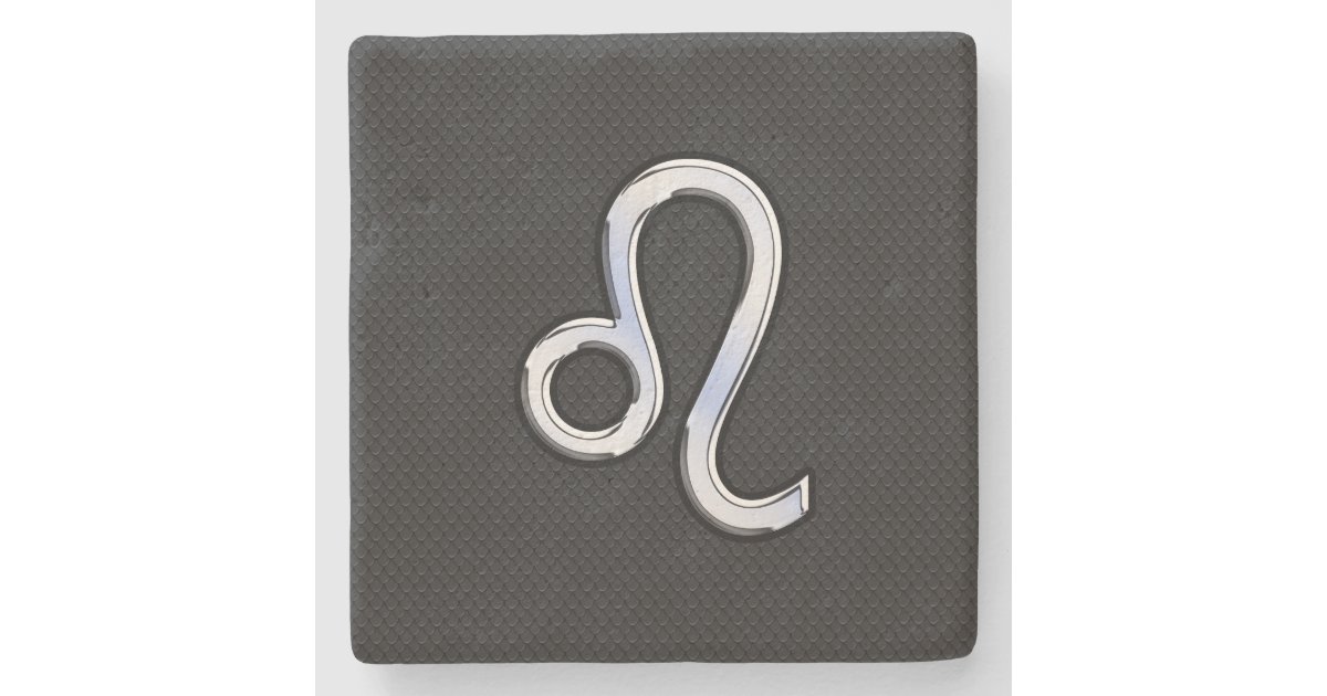 Chrome Like Leo Zodiac Symbol on snake skin Stone Coaster | Zazzle