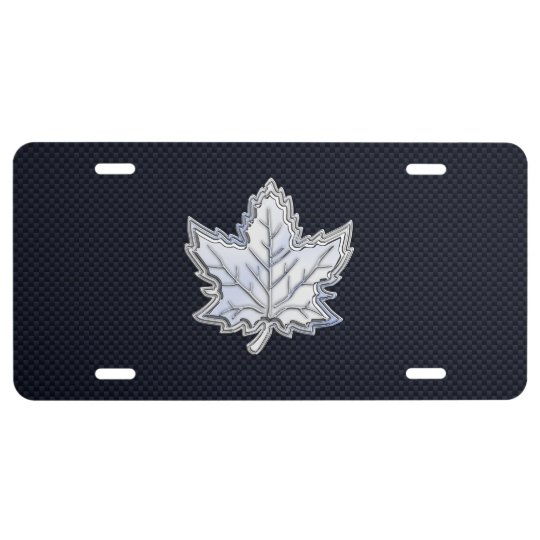 Chrome Like Maple Leaf on Carbon Fiber style License Plate | Zazzle.com