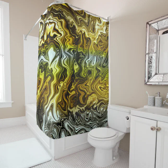 Chrome Liquid Metallic Gold Silver Cool Shower Curtain | Zazzle