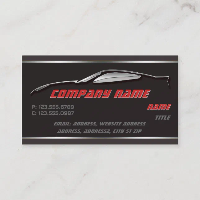 Chrome Outline Corvette Business cards | Zazzle
