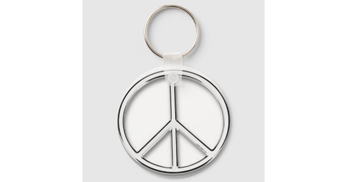 chrome peace sign keychain | Zazzle