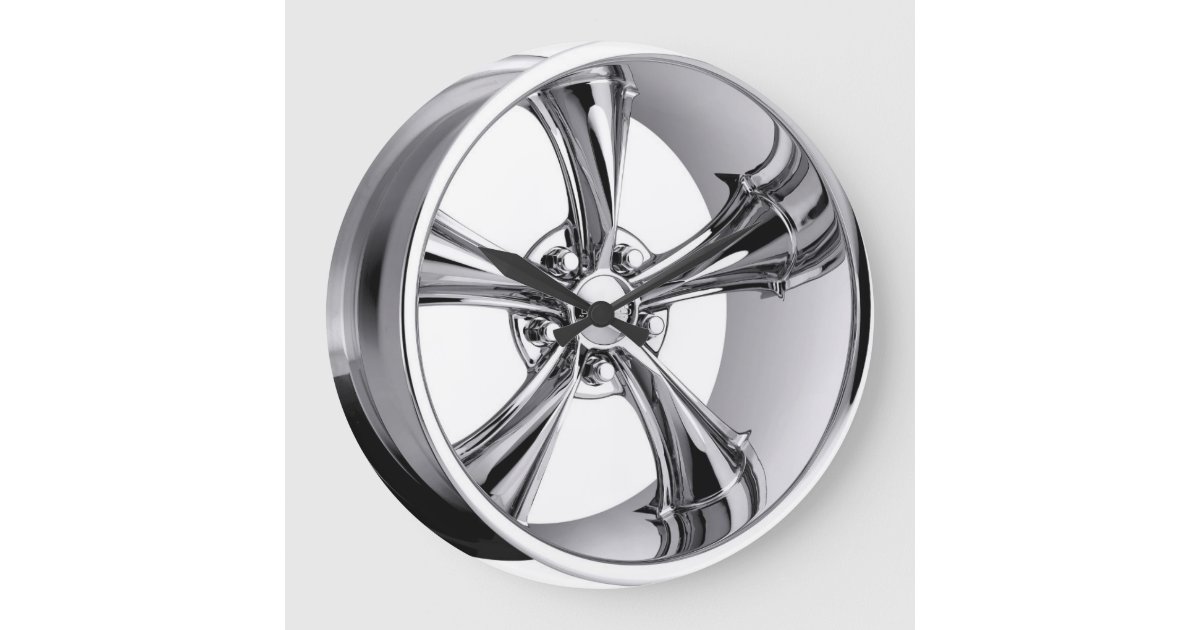 chrome rim large clock | Zazzle
