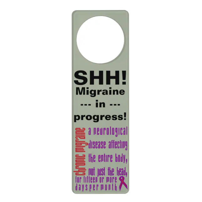 Chronic Migraine - Neurological Disease Door Hangr Door Hanger | Zazzle