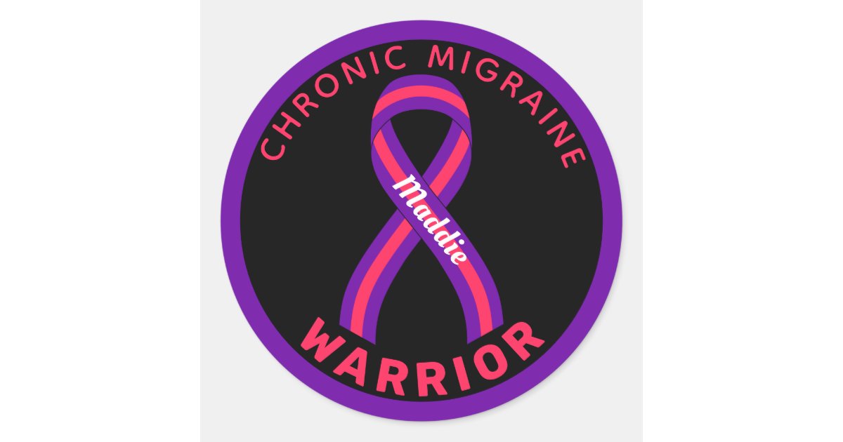 Chronic Migraine Warrior Black Round Sticker | Zazzle