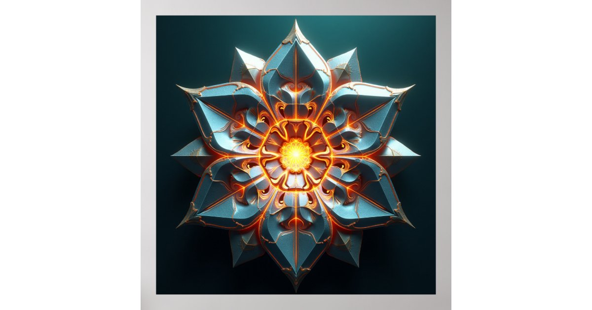 Chrono-Fractal Bloom: Ethereal Weave Poster | Zazzle