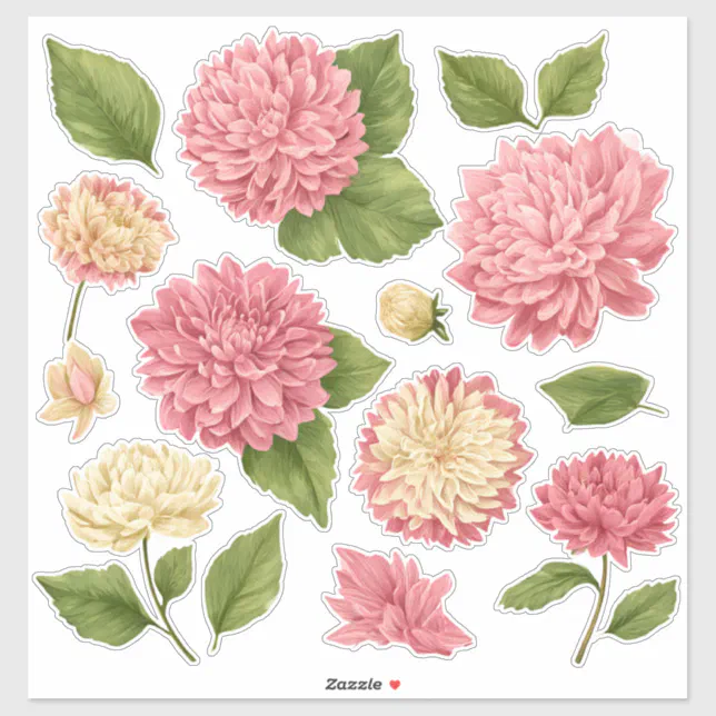 Chrysanthemum Peach Cream Custom Vinyl Sticker | Zazzle
