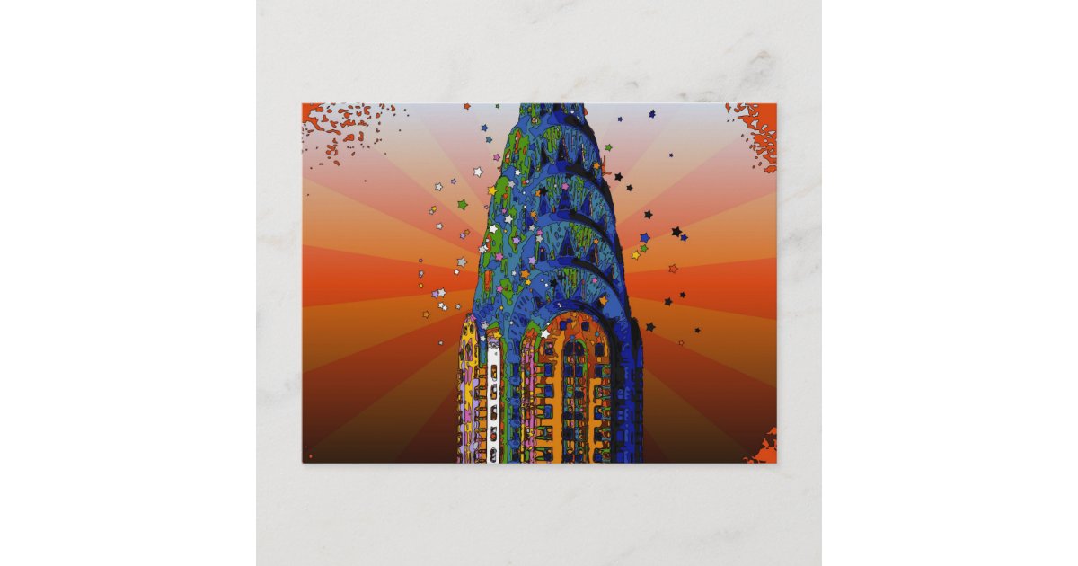 Chrysler Building #5 - Psychedelic Style Postcard | Zazzle