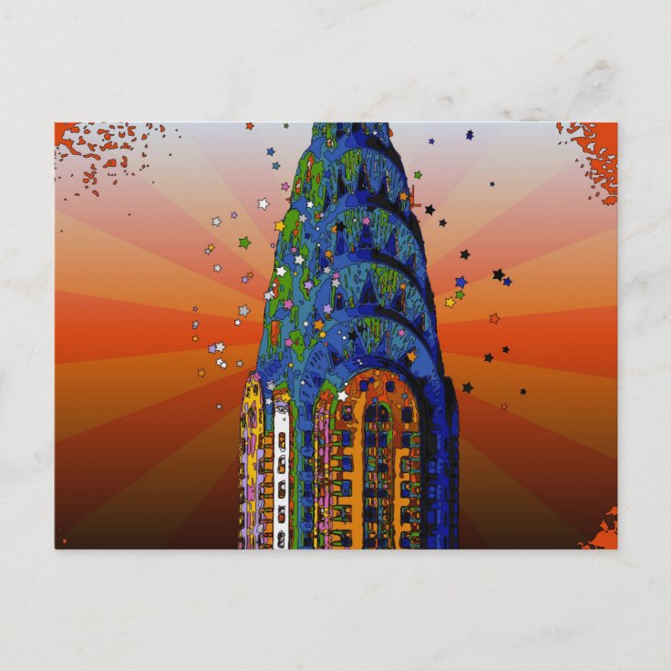 Chrysler Building #5 - Psychedelic Style Postcard | Zazzle