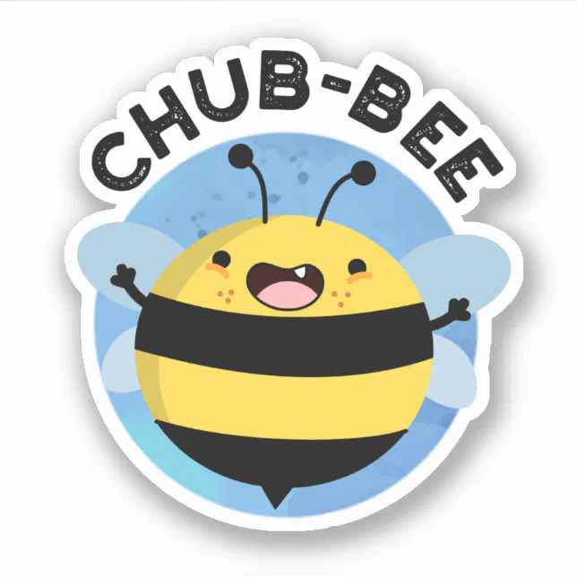 Chub-bee Funny Chubby Bee Pun Sticker | Zazzle